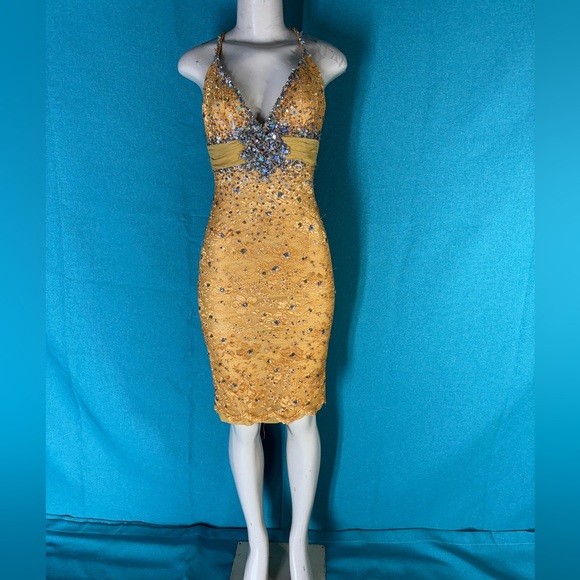 Mandalay | Dresses | Dazzling Gold Backless Dress By Mandalay | Poshmark